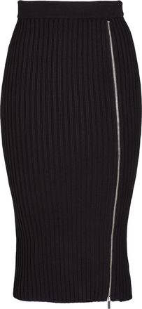 8 by YOOX VISCOSE BLEND MIDI SKIRT WITH ZIP DETAIL