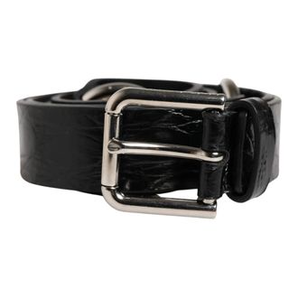 Dolce & Gabbana Exotischer Lederg&uuml;rtel mit silberner Metallschnalle - - Accessories - Herren - Schwarzk - ONE SIZE