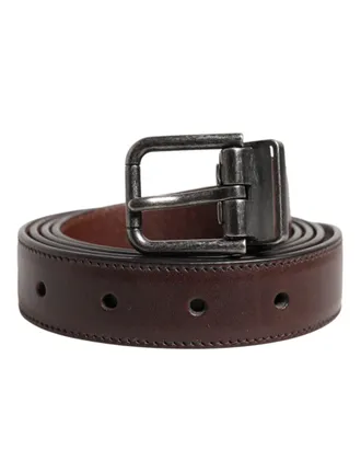 Dolce & Gabbana Mens Brown Classic Calf Leather Metal Buckle Belt