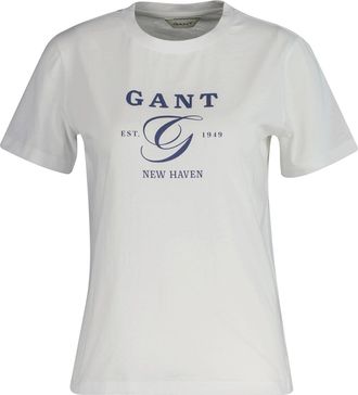 GANT Damen REG Graphic SS T-Shirt, White, XXL