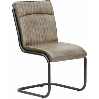 Massivmoebel24 Freischwinger Echtleder 52x62x89 grau iron label 04
