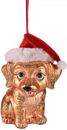Gift Company [SA2025/08 Hänger Hund mit Weihnachtsmütze, braun