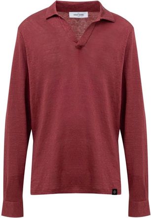 Gran Sasso Homme, Pulls, Rouge, Taille: L Haut Rouge en Lin &agrave; Manches Longues