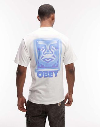 Obey T-shirt avec imprim&eacute; carte thermique au dos - Blanc