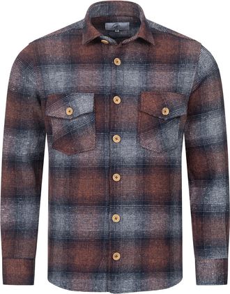 Rock Creek Herren Hemd Kariertes Flanellhemd Karohemd Herrenhemd Flanell Hemden Holzf&auml;llerhemd &Uuml;bergangsjacke Langarm Kariert Winter H-329 Blau 5XL