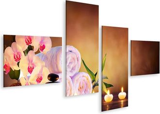 Islandburner Bild auf Leinwand Spa Konzept Massage Steine Handtücher Kerzen Wellness Beauty Salon Kosmetik Stud Bilder Wandbilder Poster