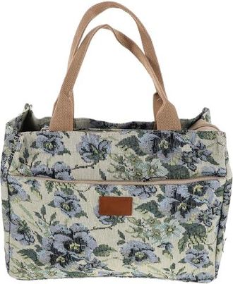 Milisten Paquet Fourre-Tout en Toile pour Femme Fermeture &Eacute;clair Motif Floral Vert Grand Format L&eacute;ger et R&eacute;sistant Paquet &agrave; Provisions Zipp&eacute; pour Shopping Lois