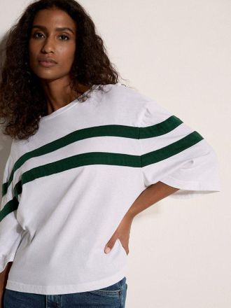 Apricot T-Shirt Sportliches gestreiftes Boxy-T-Shirt (1-tlg) mit Streifen
