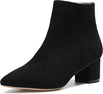 Castamere Femme Fermeture Eclair Bottines Moyenne Bloc Talon Bottes 5CM Noir Su&egrave;de Bottes EU 38.5