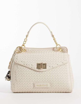 Valentino Gea - Henkeltasche in Cremewei&szlig; mit Webmuster