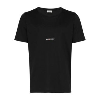 Saint Laurent Schwarzes T-Shirt mit Logodetail - - Tops - Herren - Schwarzk - XS