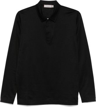Canali Poloshirt aus leichtem Jersey - Schwarz