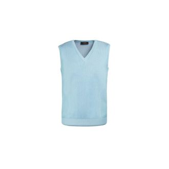 Moorer Homme, Pulls, Bleu, Taille: 2XL Gilet en tricot en coton Sea Island &agrave; col en V