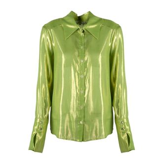 Patrizia Pepe Chemisier en Soie Transparente - Femme - Blouses et Chemises - Vert - Taille: 38 FR