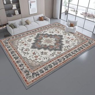 Generic Tapis Rond Salon 120 x 170 cm, Lavable Antid&eacute;rapant Tapis, Plantes Et Fleurs Exquises Et Champ&ecirc;tres Imprim&eacute; Carpette pour la Chambre la Salle &agrave; Manger