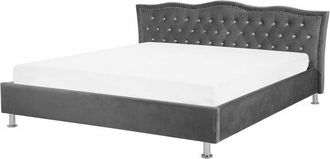 Beliani Doppelbett Dunkelgrau mit Lattenrost Polsterbezug 180x200 cm Elegant