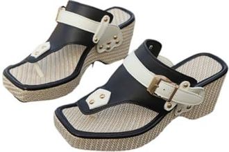 Generic Sandales orthopédiques avec soutien de la voûte plantaire, antidérapantes et relaxantes pour femmes, tongs compensées avec soutien de la voûte plantai