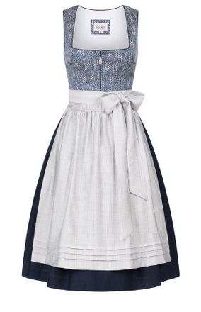 N&uuml;bler Trachtenkleid Midi Dirndl Frauke in Blau von N&uuml;bler