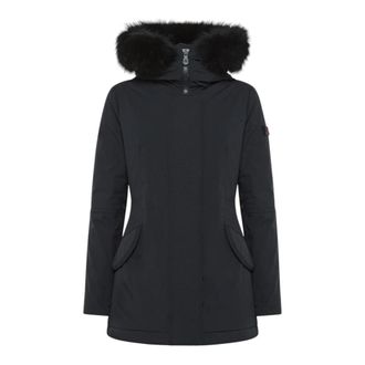 Peuterey Schwarze Slim Jacke mit Pelzkragen - - Jackets - Damen - Schwarzk - L