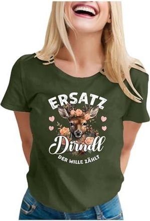 Generic T-shirt imprimé cerf bavarois 2026 | T-shirt traditionnel allemand pour homme et femme, vert militaire, 3XL