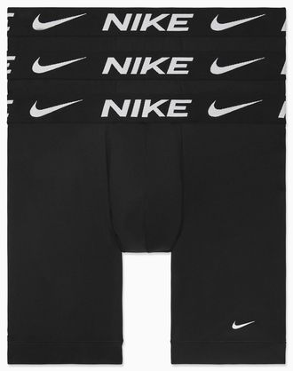 Nike Boxer NIKE UNDERWEAR BOXER BRIEF LONG 3PK, Herren, Gr. XXL, schwarz, Jersey, Obermaterial: 92% Polyester, 8% Elasthan, kontrastfarbene Details, unifar