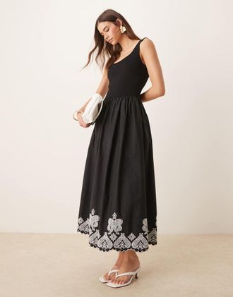 Nobody's Child Colorado - Robe mi-longue brodée - Noir