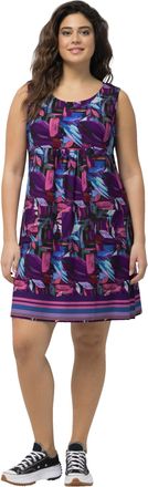 Ulla Popken Damen große Größen Übergrößen Plus Size Jerseykleid, Bedruckt, A-Linie, Rundhals, ärmellos schwarz 62+ 831685100-62+