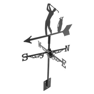 Yarnow Windfahne Wetterfahne Wettermesswerkzeug Windanzeige Wind Vane Gartendekor Metallgartenpfahl Richtungsfahne aus Metall Eisen Black