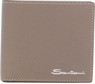 Santoni Homme, Accessoires, Beige, Taille: ONE Size Portefeuille en cuir foulonn&eacute;