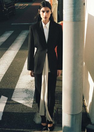 Mango Blazer lyocell cintr&eacute; noir - Femme - XS - MANGO