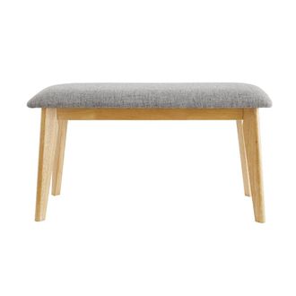 Miliboo Bank aus Hevea-Holz und hellgrauem Stoff ELION