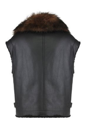 Fendi Womens Sheepskin Gilet Black Nappa Lamb Leather Shearling Jackets
