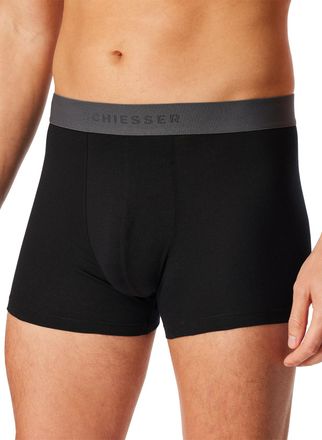 Schiesser Herren Trunks schwarz Baumwolle & Mix Gestreift,unifarben