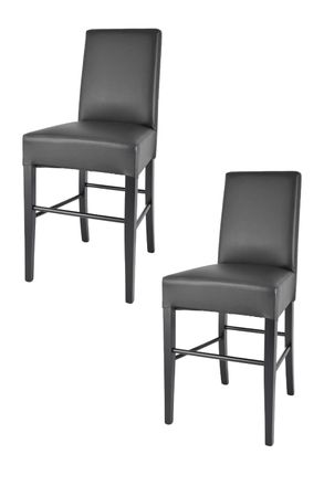 Tommychairs Tommychairs - 2er Set Moderne Barhocker Luisa, robuste Struktur aus lackiertem Buchenholz Farbe Schwarz, gepolstert und mit Kunstleder in der Farbe Sc
