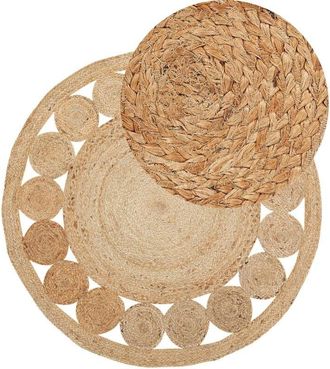 Beliani Teppich AHLAT Beige &oslash; 120 cm Jute