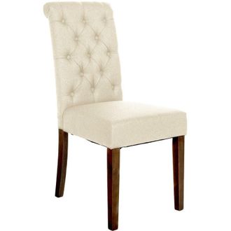 Clp Chaise de salle &agrave; manger Lisburn - Pieds en bois de caoutchouc - Rev&ecirc;tement en velours 100% polyester - Confort optimal et design vintage