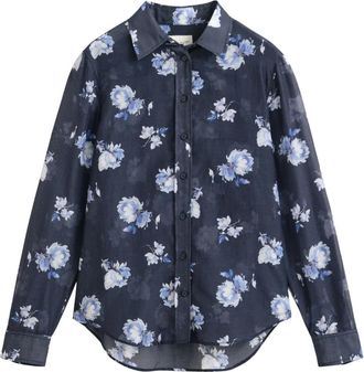 GANT Chemise R.e.g. Imprim&eacute; Floral Manches Longues - Femme - Blouses et Chemises - Bleu - Taille: 40 FR