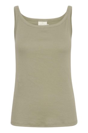 Kaffe Damen Tanktop, Scoop, Hals, Skinny Fit, ärmellos, gerippt, Jersey Top, Vetiver, Large