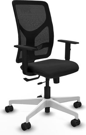 Piqueras y Crespo Schwarzer Drehstuhl mit 1D-Armen, h&ouml;henverstellbare Lendenwirbelst&uuml;tze, ausgestattet mit Syncro/Traslack und Schneideschaum, mit Rollen von 65 mm, Nyl