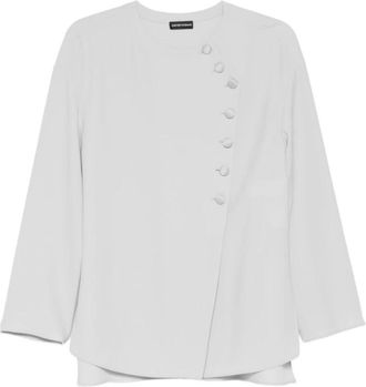 Emporio Armani Femme, Blouses et Chemises, Gris, Taille: 36 FR Blouse &agrave; Fermeture Asym&eacute;trique en Cady Technique