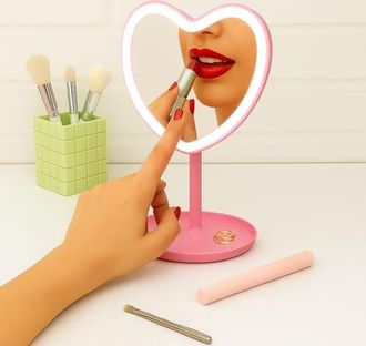 KASANOVA Generico 1 ROSA LED-HERZ-SCHMINKSPIEGEL, Glas Polystyrol Elektronische Komponenten, new pink