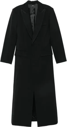 Amen Manteau noir &agrave; revers en pointe - Femme - Manteaux - Noir - Taille: 44 FR