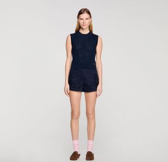 Sandro Pull court en maille textur&eacute;e
