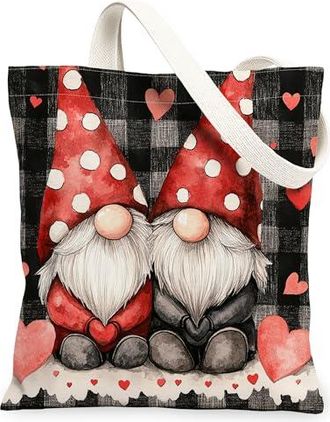 Generic Sac fourre-tout romantique en toile pour la Saint-Valentin, pour faire du shopping, 33 x 38,1 cm, sac d&eacute;picerie r&eacute;utilisable pour femme, vacances, pla
