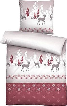 Biberna 0003610 Bettw&auml;sche Garnitur mit Kopfkissenbezug Komfort-Feinbiber 1x 155x200 cm + 1x 80x80 cm rost