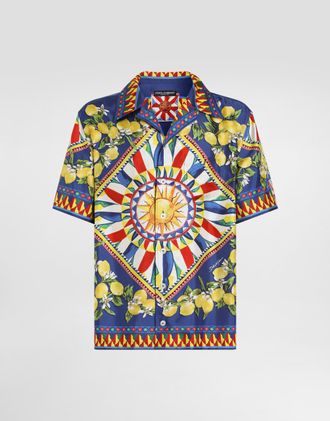 Dolce & Gabbana Hemd Hawaii Aus Seidentwill Mit Carretto-print - Mann Hemden Multicolor 39