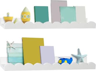 Generico Wand-Organizer - schwebendes Regal-Set aus Holz, dekoratives gewelltes Regal | Moderne k&uuml;nstlerische Struktur, Spielzimmer im Badezimmer, elegantes Au