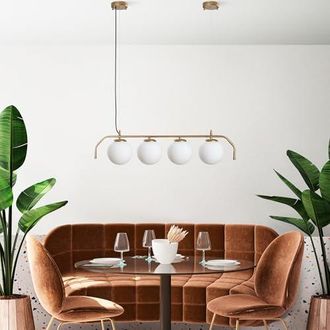 Opviq Elegant Gold Chandelier, Adjustable Height 30-120 cm, Metal Body, 15 cm Cap Diameter, 4 x E14 Max 40W, Perfect for Modern Living Spaces, IP20 Rated