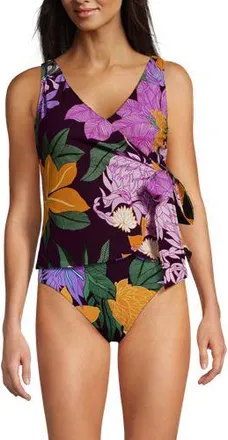 Lands End Tankini-Top mit seitlichem Bindeband, Damen, Größe:48 regular, Lila, Elasthan/Polyester-Mischung/Nylon-Mischung, by Lands End