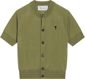 Ami Homme, Pulls, Vert, Taille: S Quota SS Crewneck Cardigan with Contra